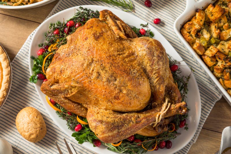 Homemade Roasted Turkey for Thanksgiving Stock Photo - Image of ...