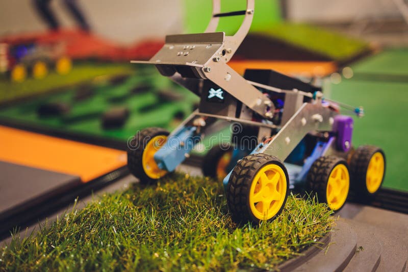 Homemade Robot on Wheels with Eyes. Hobby Robotics. Stock Image - Image ...