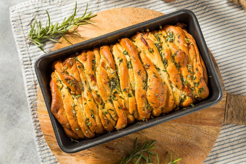 Homemade Rosemary Pull Apart Bread Stock Image - Image of loaf ...