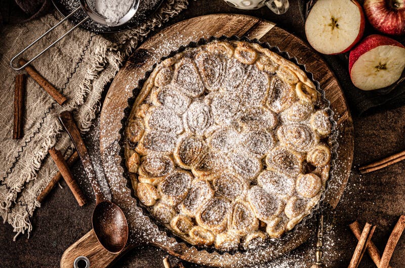 Homemade rustic apple pie stock image. Image of brown - 177867339