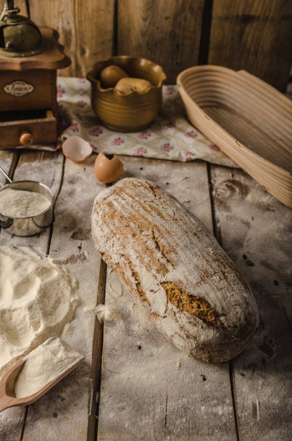 Homemade Rustic Bread, Baked in Oven Stock Image - Image of closeup ...