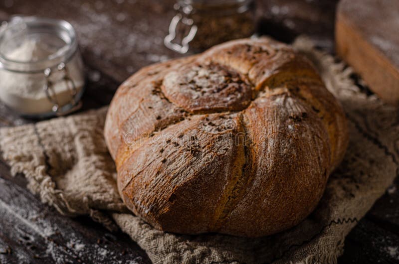 Homemade rustic bread stock photo. Image of grain, healthy - 208306192