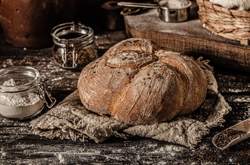 Homemade rustic bread stock photo. Image of healthy - 208307292