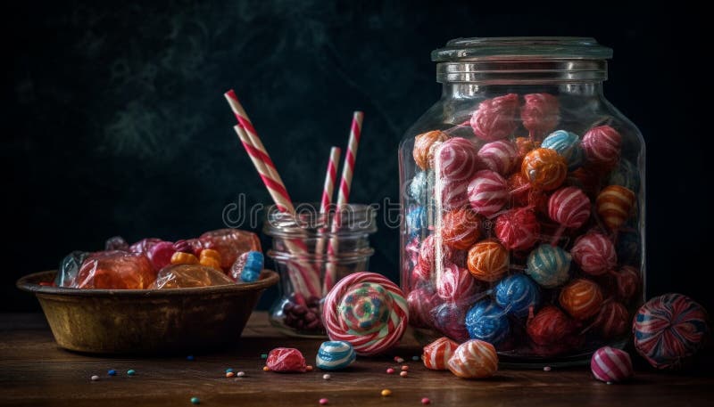A Homemade Rustic Dessert Bowl with Multi Colored Candy Decoration ...