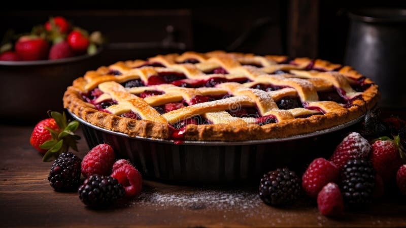 Homemade Rustic Pie Filled with Fresh Fruit Stock Illustration ...