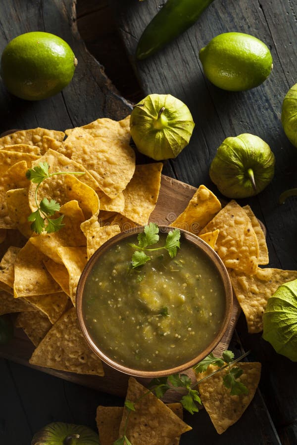 Homemade Salsa Verde with Cilantro Stock Photo - Image of tomato ...