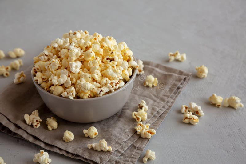 Homemade Salty Popcorn in a Bowl, Side View Stock Image - Image of ...