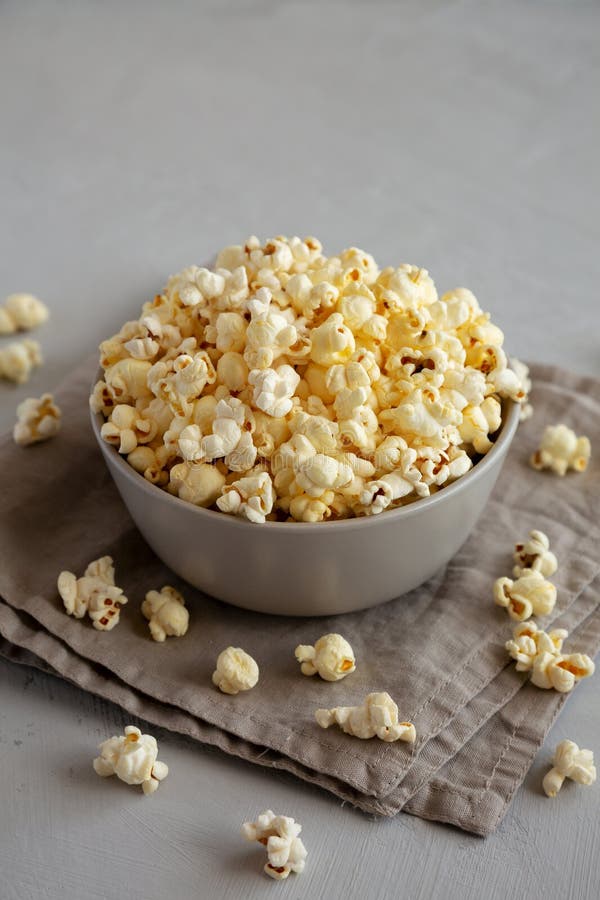 Homemade Salty Popcorn in a Bowl, Side View Stock Photo - Image of corn ...