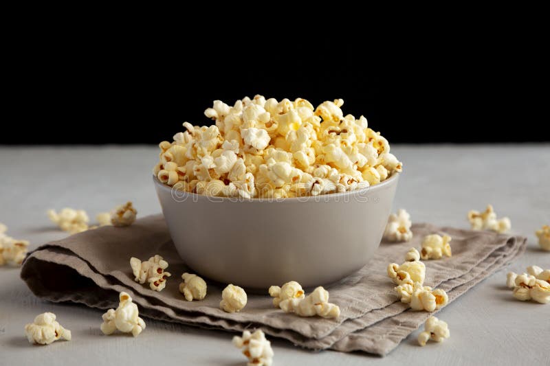 Homemade Salty Popcorn in a Bowl, Side View Stock Image - Image of corn ...