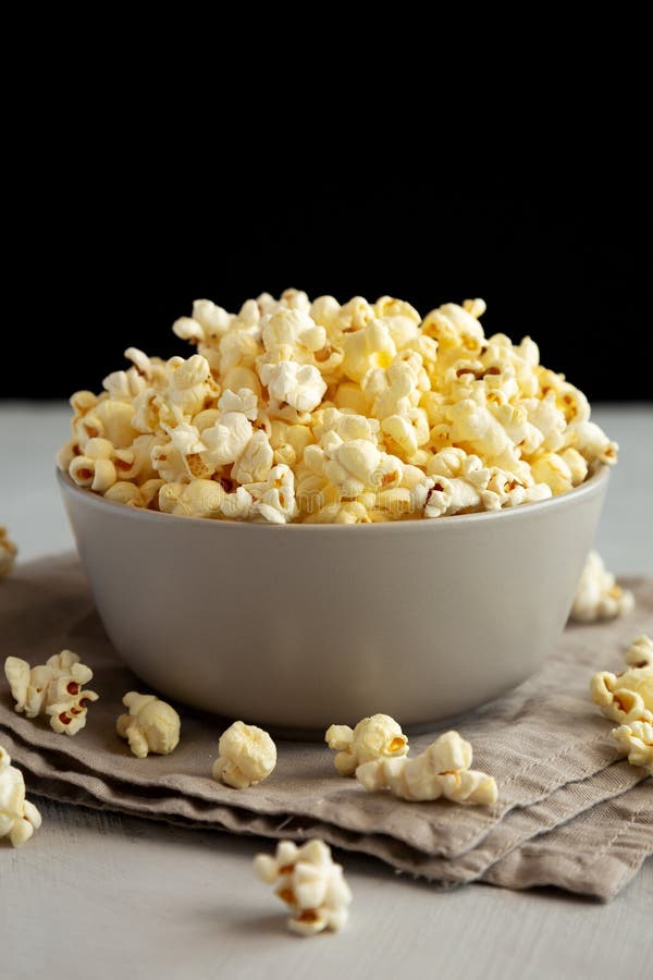 Homemade Salty Popcorn in a Bowl, Side View Stock Photo - Image of ...