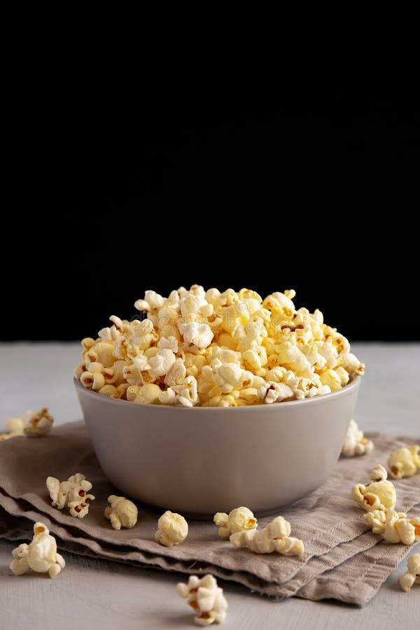 Homemade Salty Popcorn in a Bowl, Side View Stock Image - Image of ...