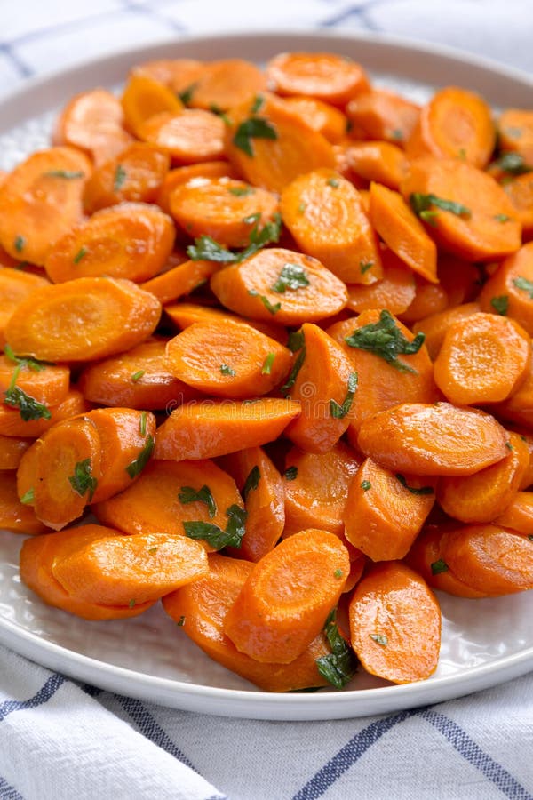 Homemade Sauteed Carrots, Side View. Close-up Stock Photo - Image of ...