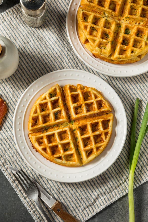 Homemade Savory Waffles for Breakfast Stock Image - Image of spinach ...