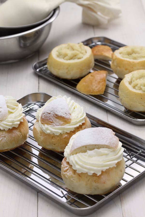 Homemade Semla, Swedish Sweet Roll Stock Image - Image of norwegian ...