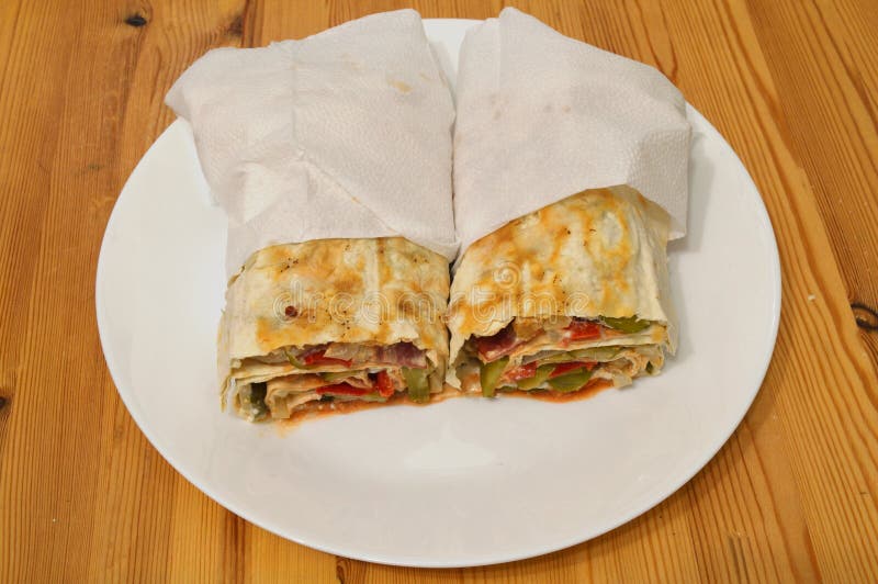 Homemade Shawarma in Tortilla Stock Photo - Image of delicious, arabic ...