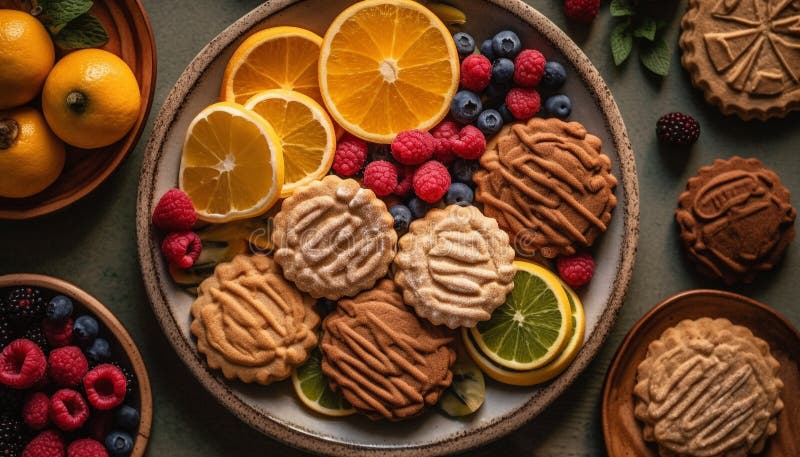 Homemade Shortbread with Berry Fruit Decoration Indulgence Generated by ...