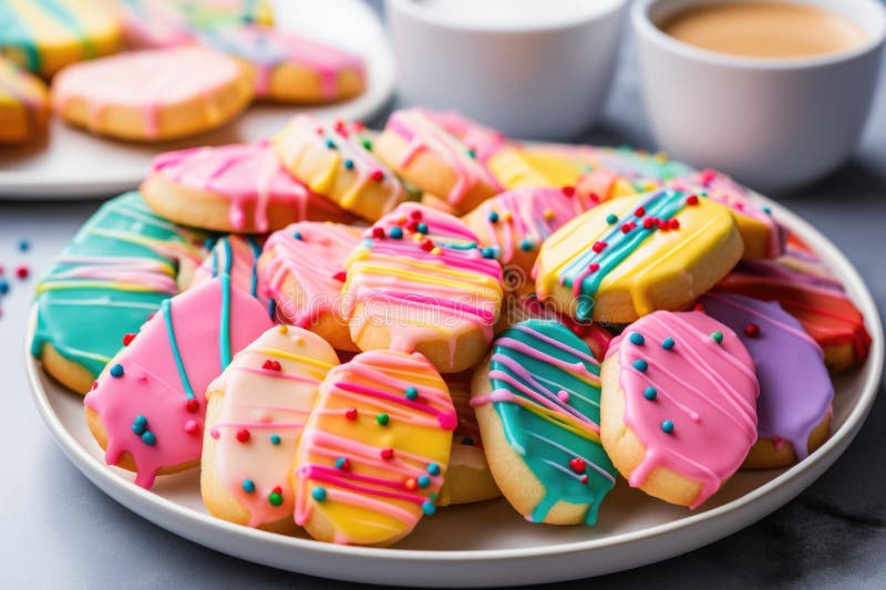 Homemade Shortbread Cookies with Colorful Icing Stock Photo - Image of ...