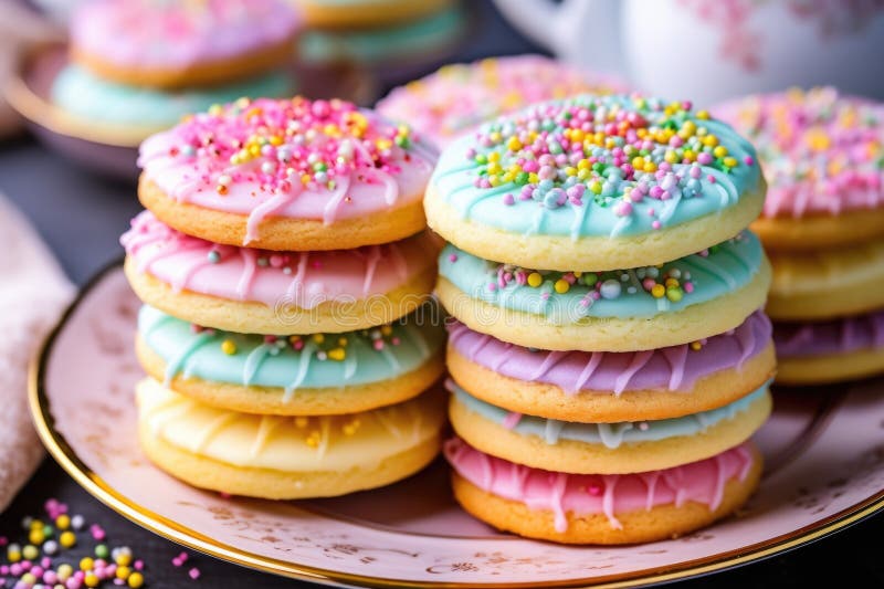 Homemade Shortbread Cookies with Colorful Icing Stock Illustration ...