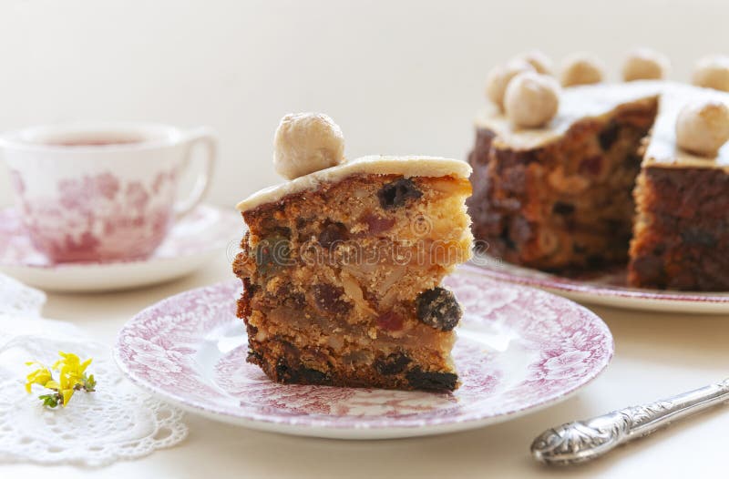 Homemade Simnel Cake Traditional English Easter Marzipan Cake Stock ...