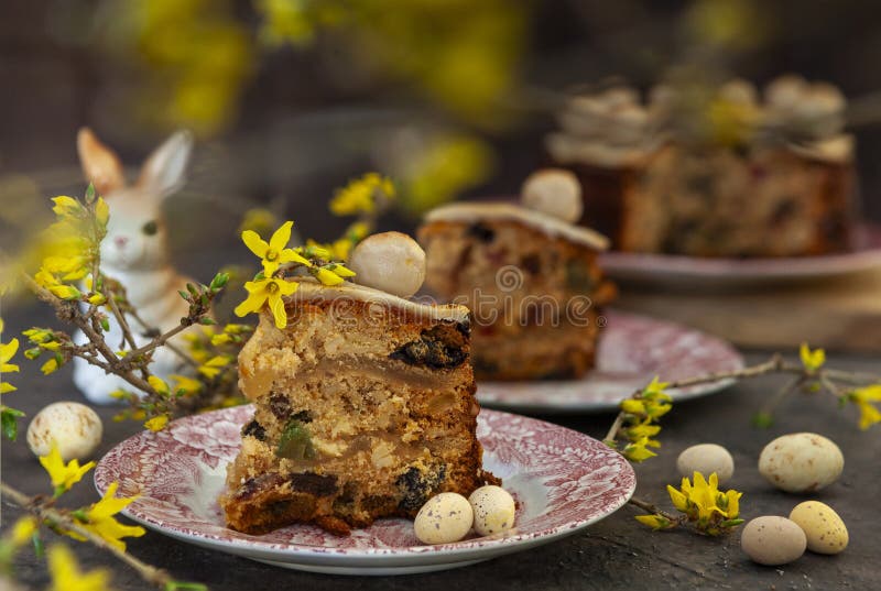 Homemade Simnel Cake Traditional English Easter Marzipan Cake Stock ...