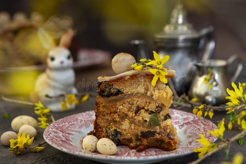 Homemade Simnel Cake Traditional English Easter Marzipan Cake Stock ...
