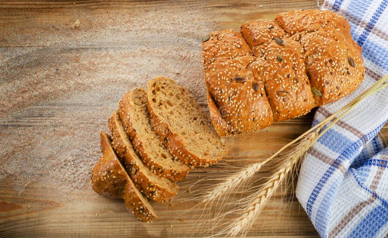 Homemade Sliced Bread and a Flour. Stock Photo - Image of rustic ...