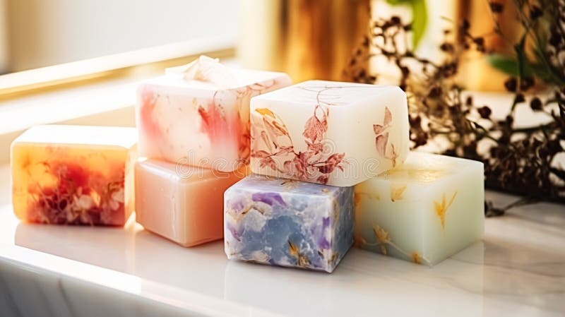 Homemade Soap with Floral Scent Stock Illustration - Illustration of ...