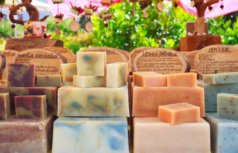 Homemade soaps stock image. Image of leaves, shelves - 45181495