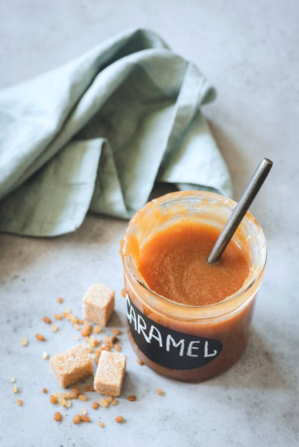 Homemade Soft Caramel in Jar Stock Image - Image of creamy, brown ...