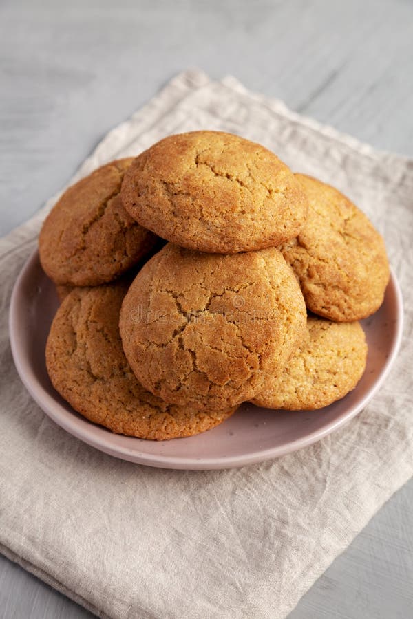Homemade Soft and Chewy Snickerdoodle Cookies on a Plate, Side View ...