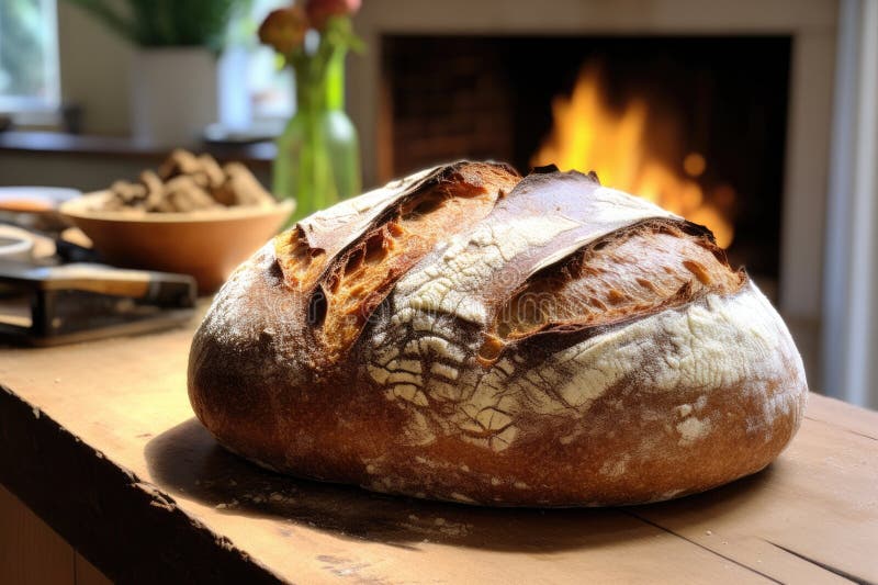 Homemade Sourdough Bread with Crispy Crust Stock Illustration ...