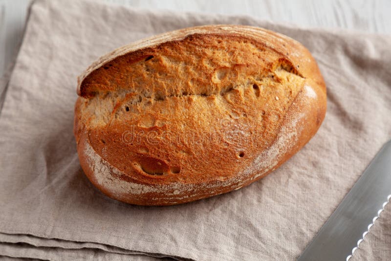 Homemade Sourdough Bread, Side View Stock Image - Image of health ...