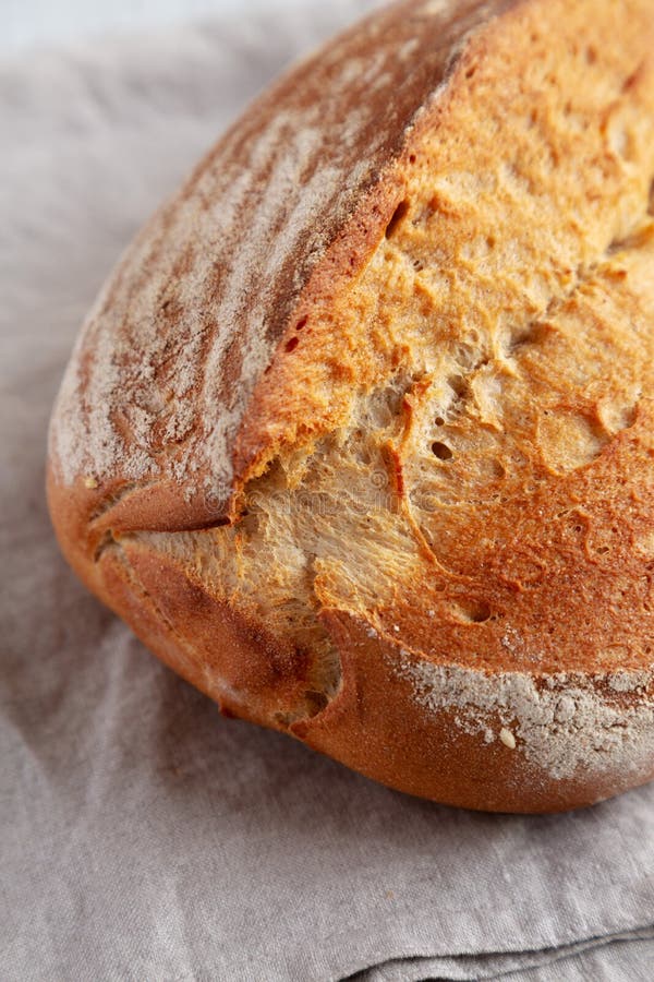 Homemade Sourdough Bread, Side View. Close-up Stock Image - Image of ...