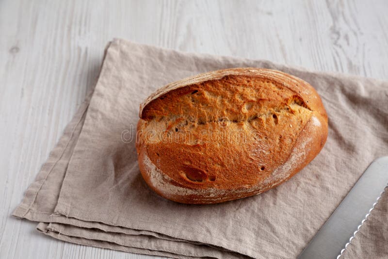 Homemade Sourdough Bread, Side View. Copy Space Stock Image - Image of ...