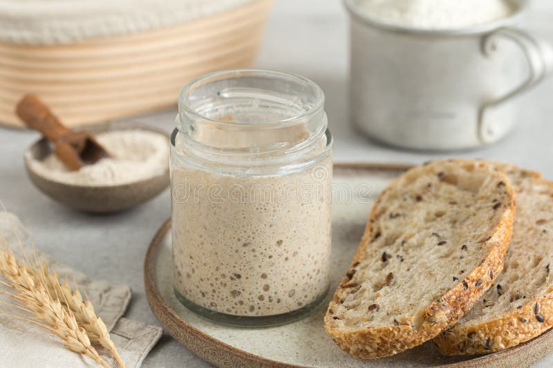 Homemade Sourdough Bread Starter Stock Photo - Image of meal ...