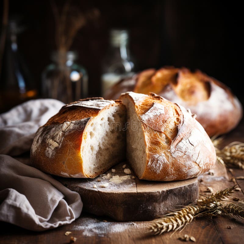 Homemade Sourdough Bread on the Table 1 Stock Illustration ...