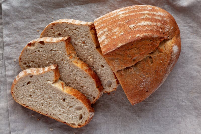 Homemade Sourdough Bread, Top View. Flat Lay, Overhead, from Above ...