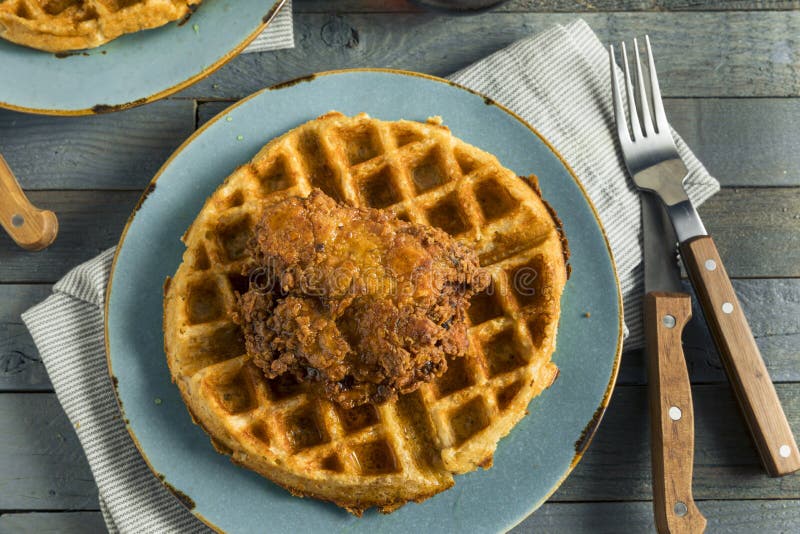 Homemade Southern Chicken and Waffles Stock Image - Image of fastfood ...
