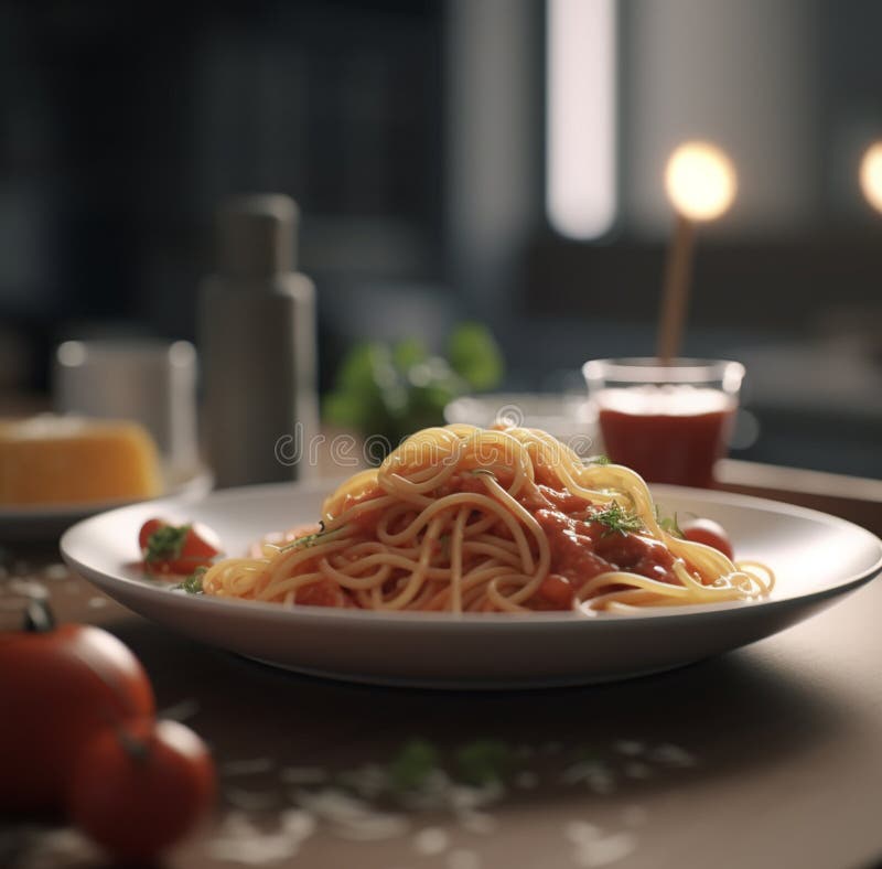 Homemade Spaghetti Pasta with Tomato Sauce Stock Photo - Image of ...