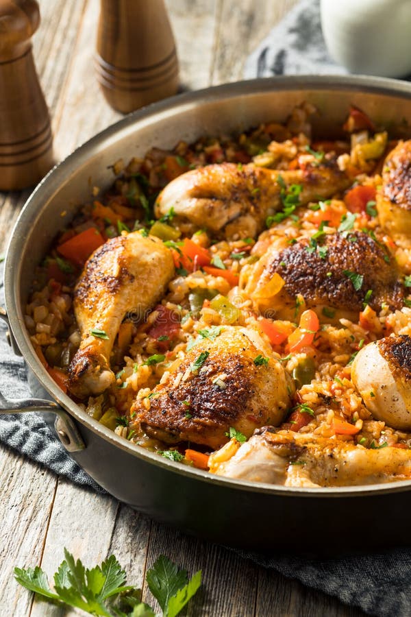 Homemade Spanish Arroz Con Pollo Stock Image - Image of cuisine, plate ...
