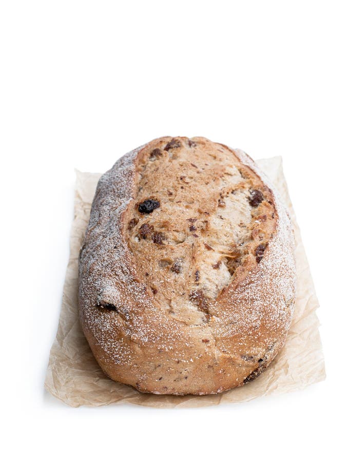 Homemade Spiced Fruit Bloomer Loaf Isolated on White Stock Photo ...