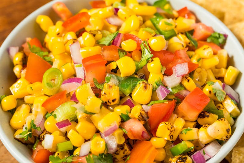 Homemade Spicy Corn Salsa stock photo. Image of nachos - 348150000