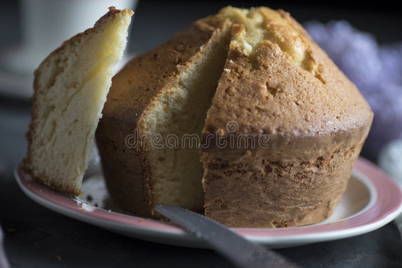 Homemade Sponge Cake With Cream Flour Sugar Eggs And Yeast Stock Image Image Of Violet