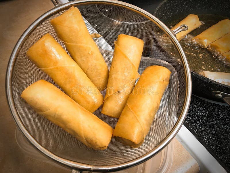 Homemade Spring Rolls stock image. Image of bubbles, snack - 72850199