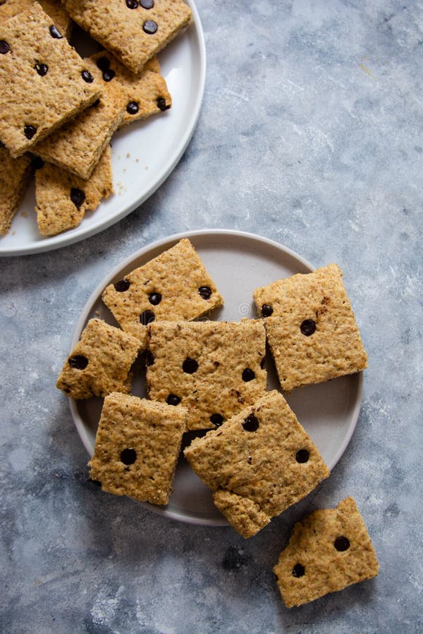 Homemade Square Cookies. a Stack of Chocolate Chip Cookies Stock Photo ...