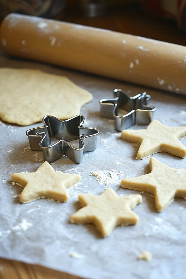 Homemade Star Shaped Cookies Baking Process High Quality Image Stock ...