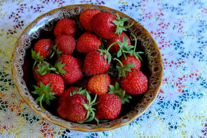Homemade Strawberries in a Bowl on the Table Stock Image - Image of ...