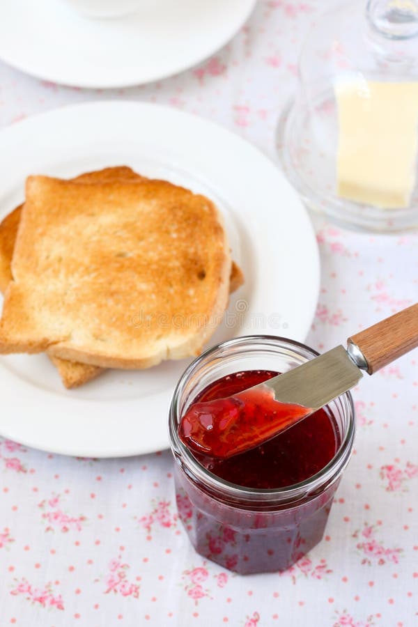 Homemade Strawberry Jam in Jar Stock Image - Image of homemade ...