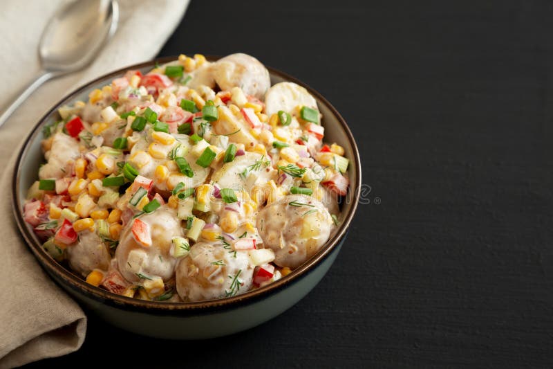 Homemade Summer Potato Salad in a Bowl, Side View Stock Photo - Image ...