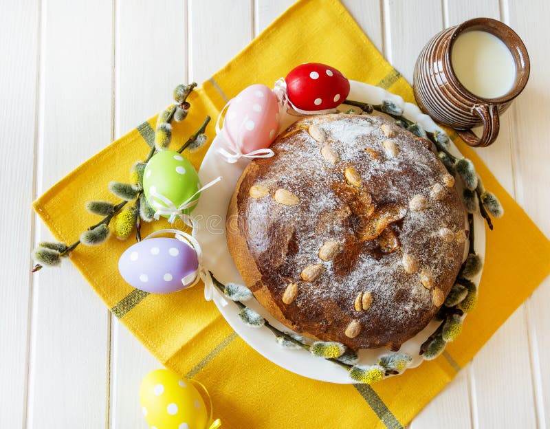 Hot Cross Bun, Speckled Easter Eggs Tulip Stock Photo - Image of bread ...